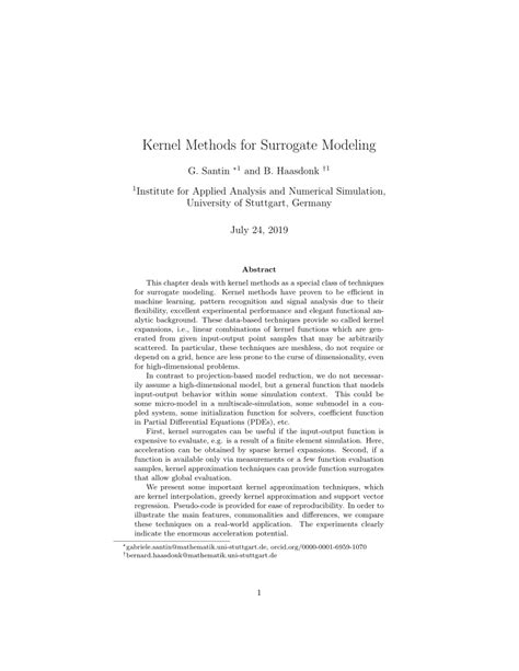 Pdf Kernel Methods For Surrogate Modeling