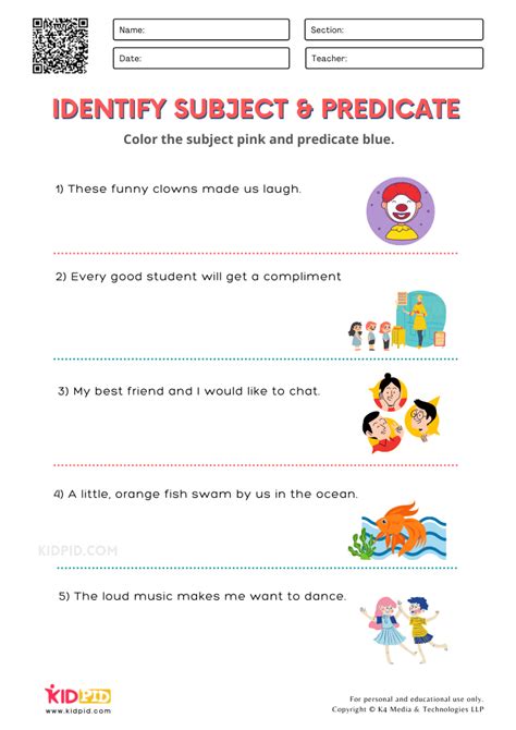 Predicate And Subject Worksheets