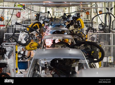 Wolfsburg Germany Volkswagen Factory Welding Robots In The Body Shop