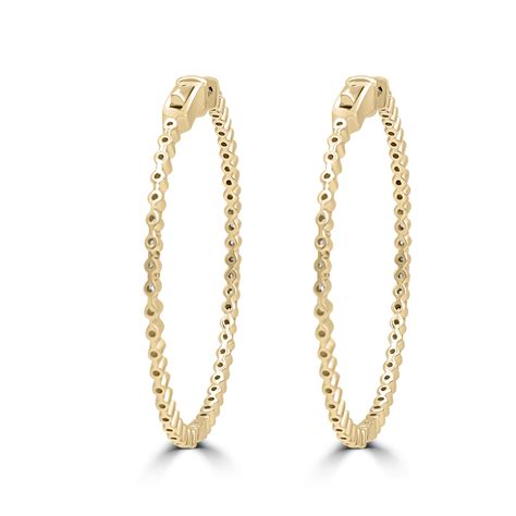 14k Yellow Gold Inside Out Lab Grown Diamonds Hoop Earrings Igi
