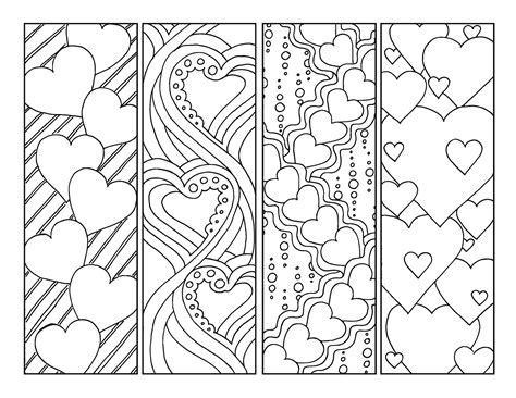 Romantic Bookmarks Flirty Bookmarks Tons Of Hearts Bookmarks Coloring Pages Book Girl Crafts