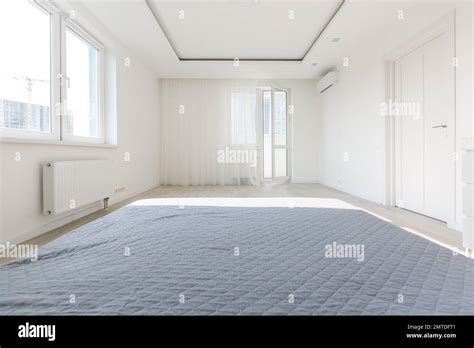 Rest Interior Comfort And Bedding Concept Bed At Home Bedroom Stock