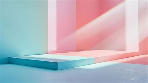 A Blue And Pink Step With A White And Blue Step Stoolproduct Booth 3d Graphic Scene Background