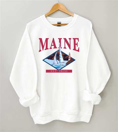 Maine Sweatshirt Unisex Coastal Crewneck Cozy New England Sweater