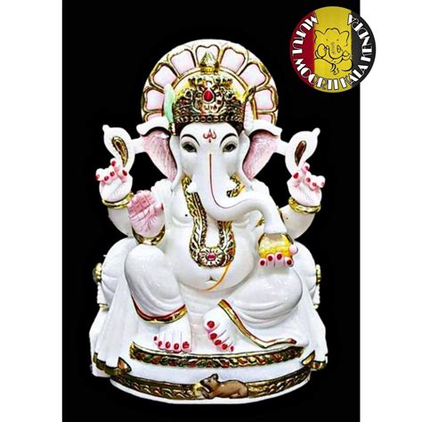 White Painted Ganesh Ji Marble Statue For Home Size 1ft At Rs 16000