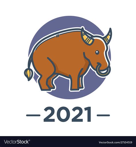 Chinese Horoscope Ox Zodiac Sign 2021 New Year Vector Image