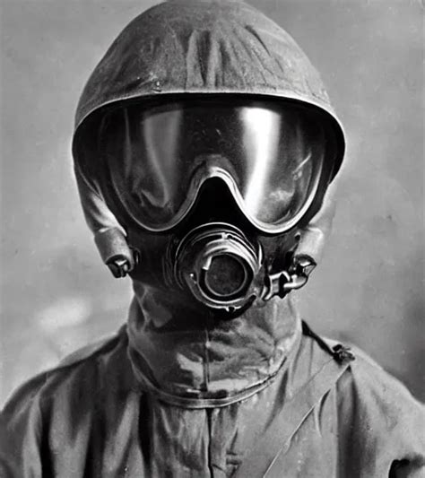 Man In Anti Radiation Hazmat Suit And Optical Gasmask Stable