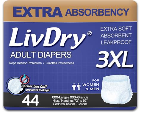 Livdry 3xl Adult Diapers For Women And Men Leak Guard Incontinence Underwear Extra Absorbing