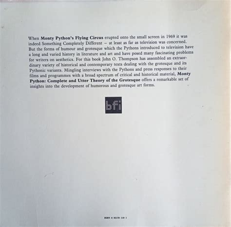 Title Monty Python Complete And Utter Theory Of The Grotesqueauthors John O Thompson Ed