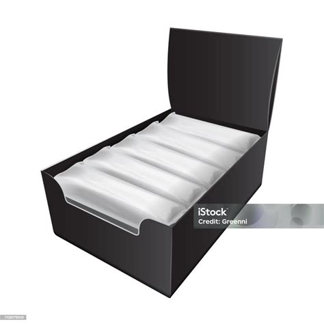 零售和貨架黑紙盒模型側視圖展示包裝設計食品或糖果的向量範本向量圖形及更多健保和醫療圖片 健保和醫療 側視 克力架 Istock