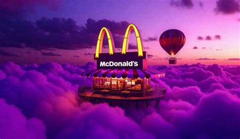 A Whimsical Mcdonalds Restaurant Floating Above A Sea Of Fluffy White