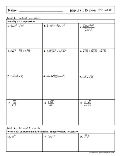 Algebra 2 Review