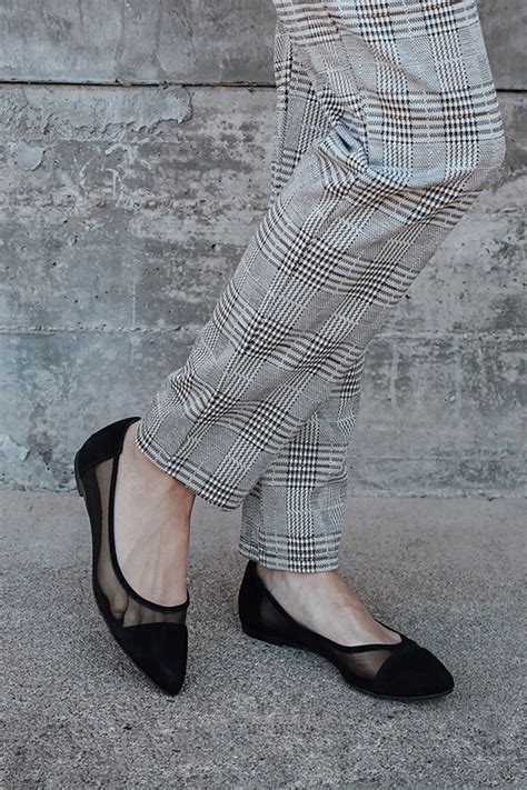 Black Flats Pointed Toe Flats Mesh Flats Leather Flats Lulus