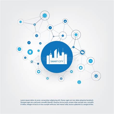 Smart City Cloud Computing Design Concept With Icons Digital Network Connections Technology