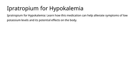 Ipratropium For Hypokalemia Meds Is