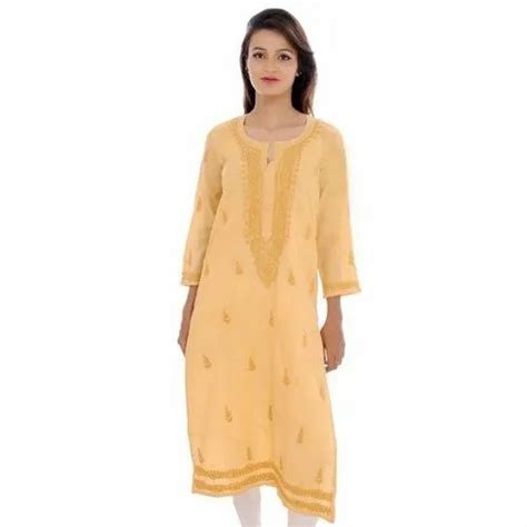 Casual Wear Th Sleeve Women Cotton Chikan Kurtis Size At Piece In Lucknow