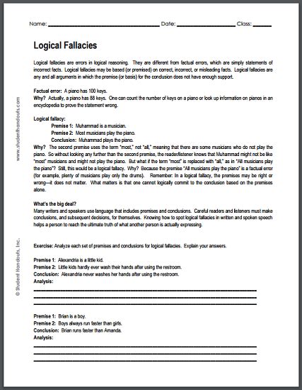 Logical Fallacies Handout Pdf
