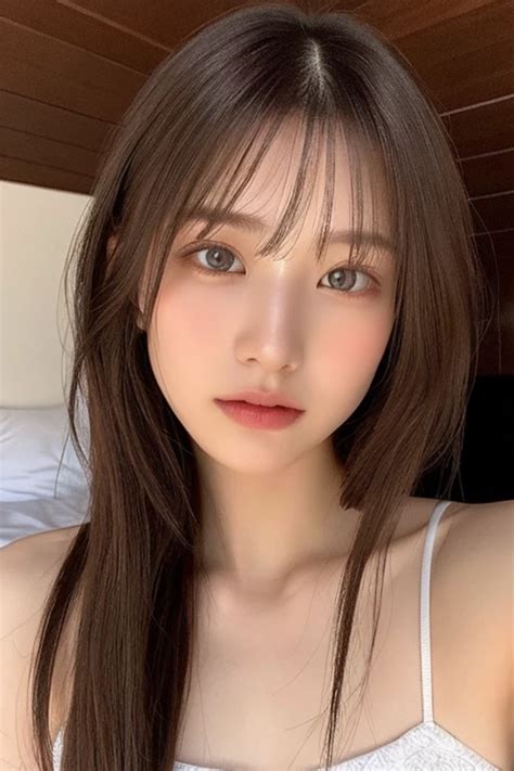 From Below11 Girlon The Bed13light Brown Fringe Long Hair