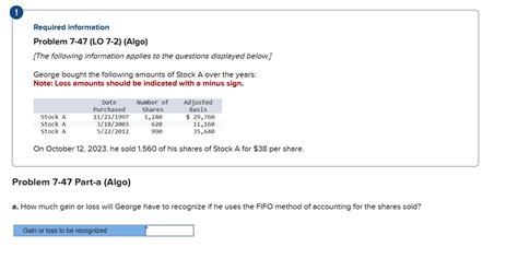 Solved Required Information Problem LO Algo Chegg Com