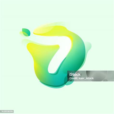 녹색 잎으로 에코 그라디언트 스플래시 블롯의 일곱 번째 로고 부정적인 공간 환경 친화적 인 아이콘 귀여운에 대한 스톡 벡터 아트 및 기타 이미지 Istock