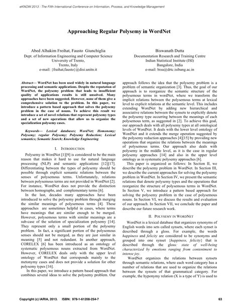 Pdf Approaching Regular Polysemy In Wordnet