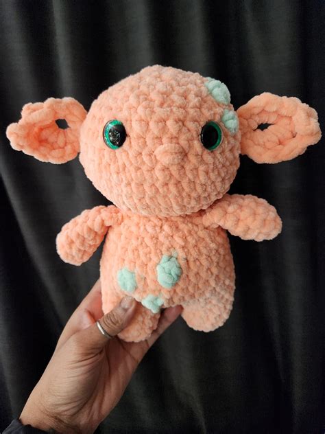 READY TO SHIP Peachy Pink Baby Goblin Crochet Plushie Stuffie Amigurumi