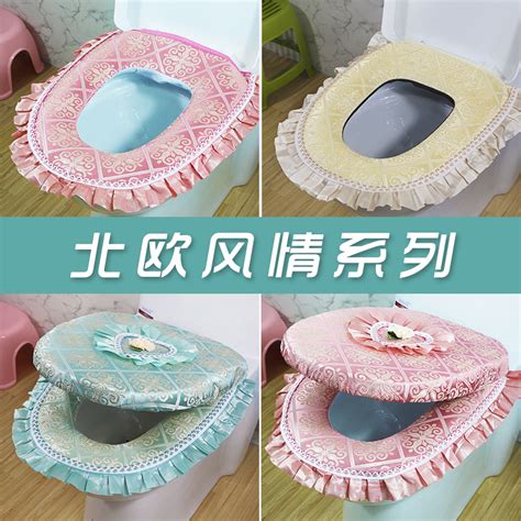 加厚长绒马桶垫两件套时尚欧式家用防水马桶坐垫拉链马桶套通用 虎窝淘
