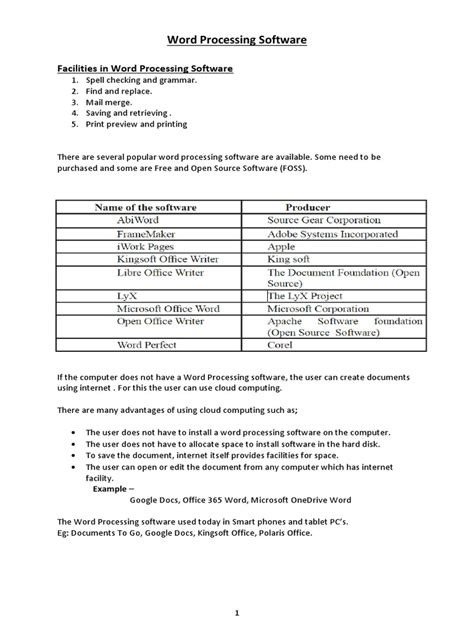 Word Processing Software Grade 10 New Syllabus Pdf Word Processor