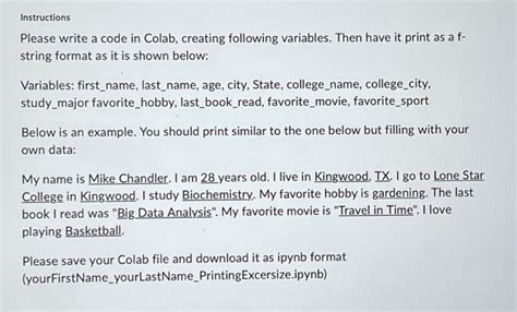 Solved Instructions Please Write A Code In Colab Creating Chegg