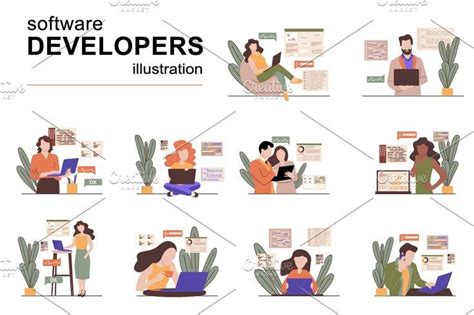 Software Developer Illustrations Set
