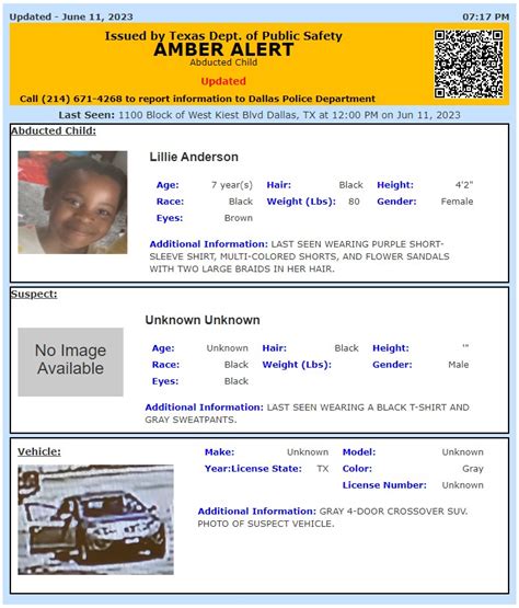 Texas Alerts On Twitter Active Amber Alert For Lillie Anderson From