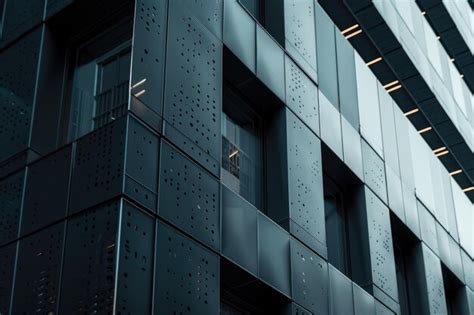 Premium Photo Black Steel Facade Modern Building Exterior