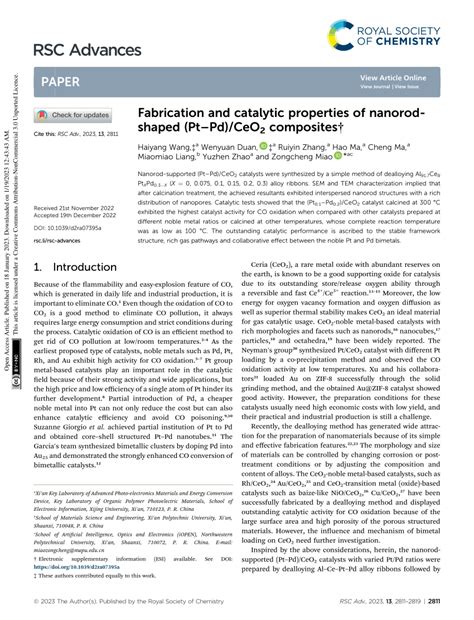 Pdf Fabrication And Catalytic Properties Of Nanorod Shaped Ptpd