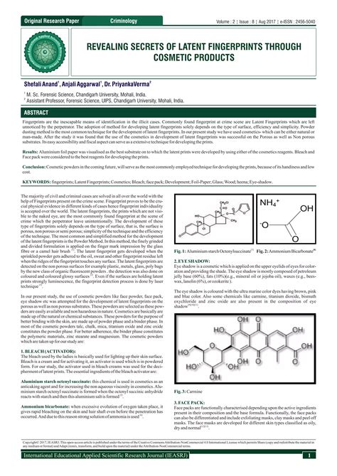 Revealing Secrets Of Latent Fingerprints Through Cosmetic Products Pdf