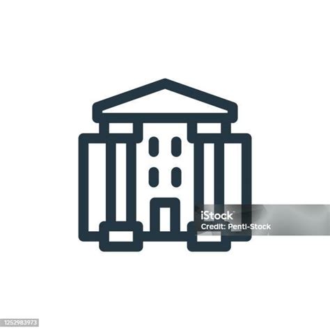 박물관 벡터 아이콘입니다 박물관 편집 가능한 스트로크 웹 및 모바일 앱 로고 인쇄 매체에 사용하기 위한 선형 기호박물관 얇은 선 그림 벡터 격리 된 윤곽선 도면입니다 건축에