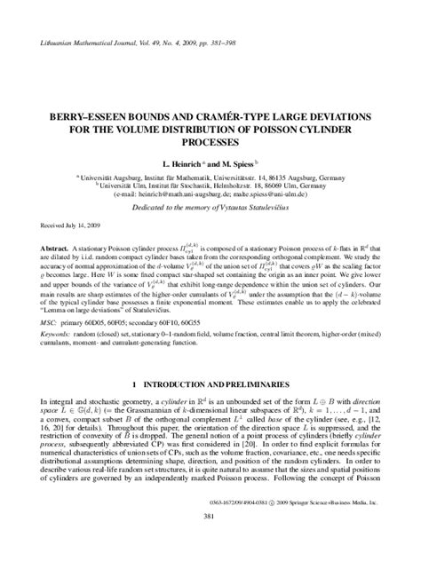 Pdf Berryesseen Bounds And Cramér Type Large Deviations For The