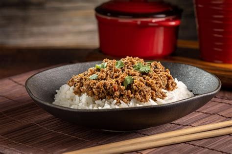 Premium Photo Rice With Minced Meat On The Plate