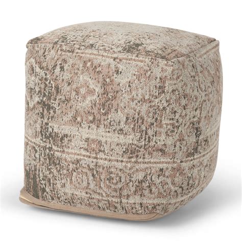 Jacquard Sophie Pouf In Taupe Addison West