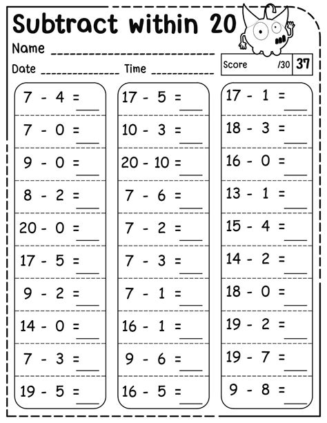 Math Drills Addition And Subtraction Single Digit Addition Sheets Within 20 Artofit