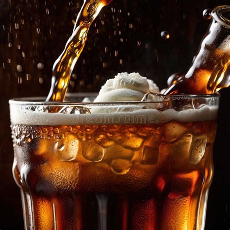 Root Beer Soda Soft Drink Cola Pop Cold Draft Beverage In Cup Stock