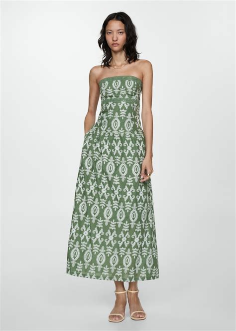 Strapless Embroidered Dress