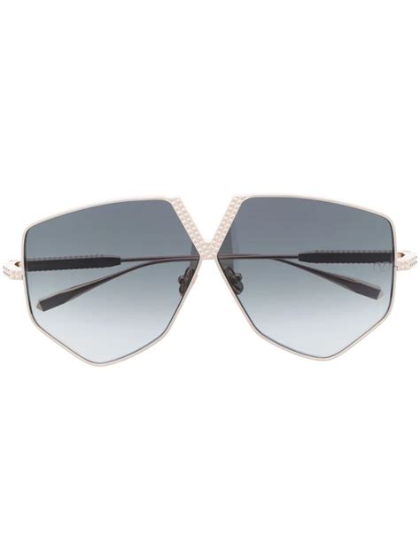 Valentino Garavani Eyewear Geometric Frame Tinted Sunglasses Gold Farfetch