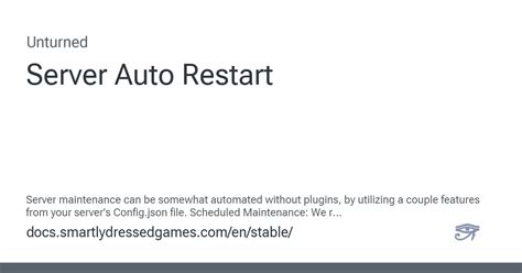 Server Auto Restart — Unturned 3x Documentation