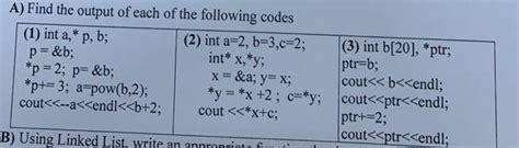 solved a find the output of each of the following codes 1