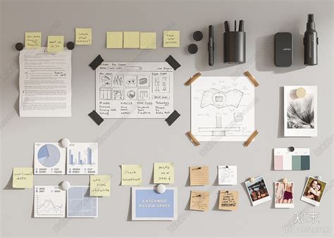 现代墙饰挂件办公白板便签纸su模型下载【id1133283298】知末su模型网