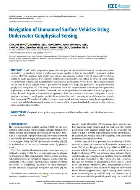 Pdf Navigation Of Unmanned Surface Vehicles Using Underwater Geophysical Sensing