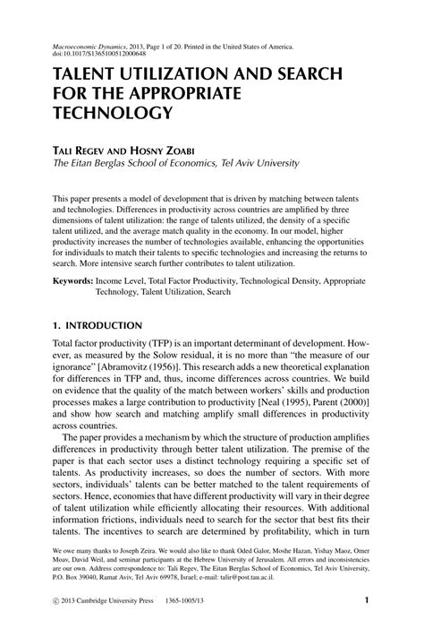 Pdf Talent Utilization And Search For The Appropriate Technology