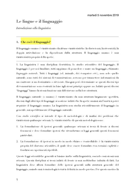 Le Lingue E Il Linguaggio Graffi Scalise Docsity