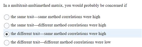Solved In A Multitrait Multimethod Matrix You Would