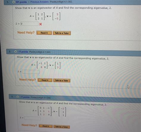Solved 1 0 1 Points Previous Answers Poolelinalg4 4 1 002
